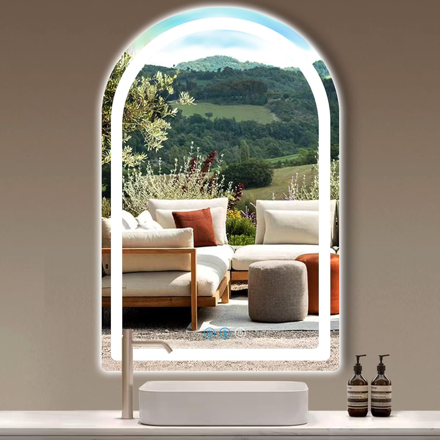 Ivy Bronx 36 X 24 Inch Bathroom Arch Vanity Mirror With Light Arch Led Mirror For Bathroom Wall ...